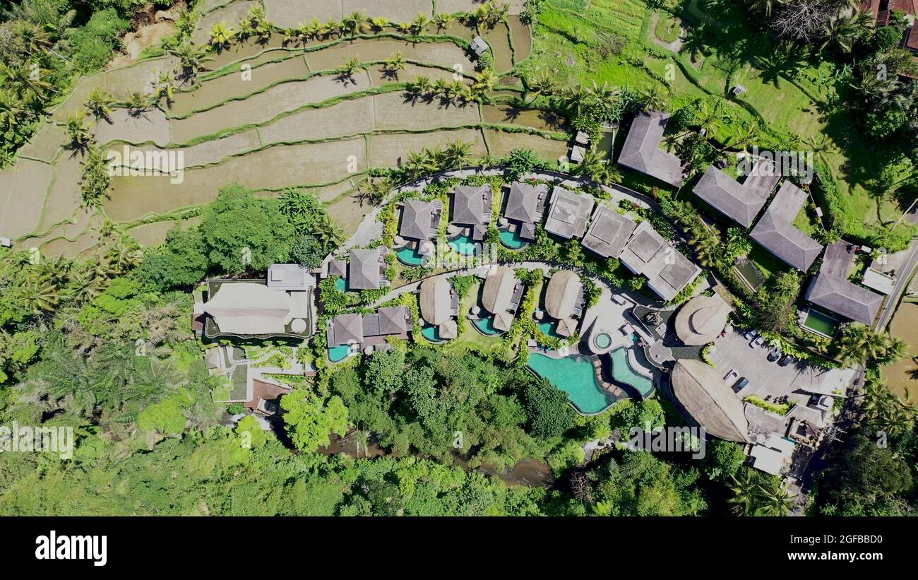 Aerial view hotel Resort Ubud is one of the luxury resorts in Ubud. Top ...