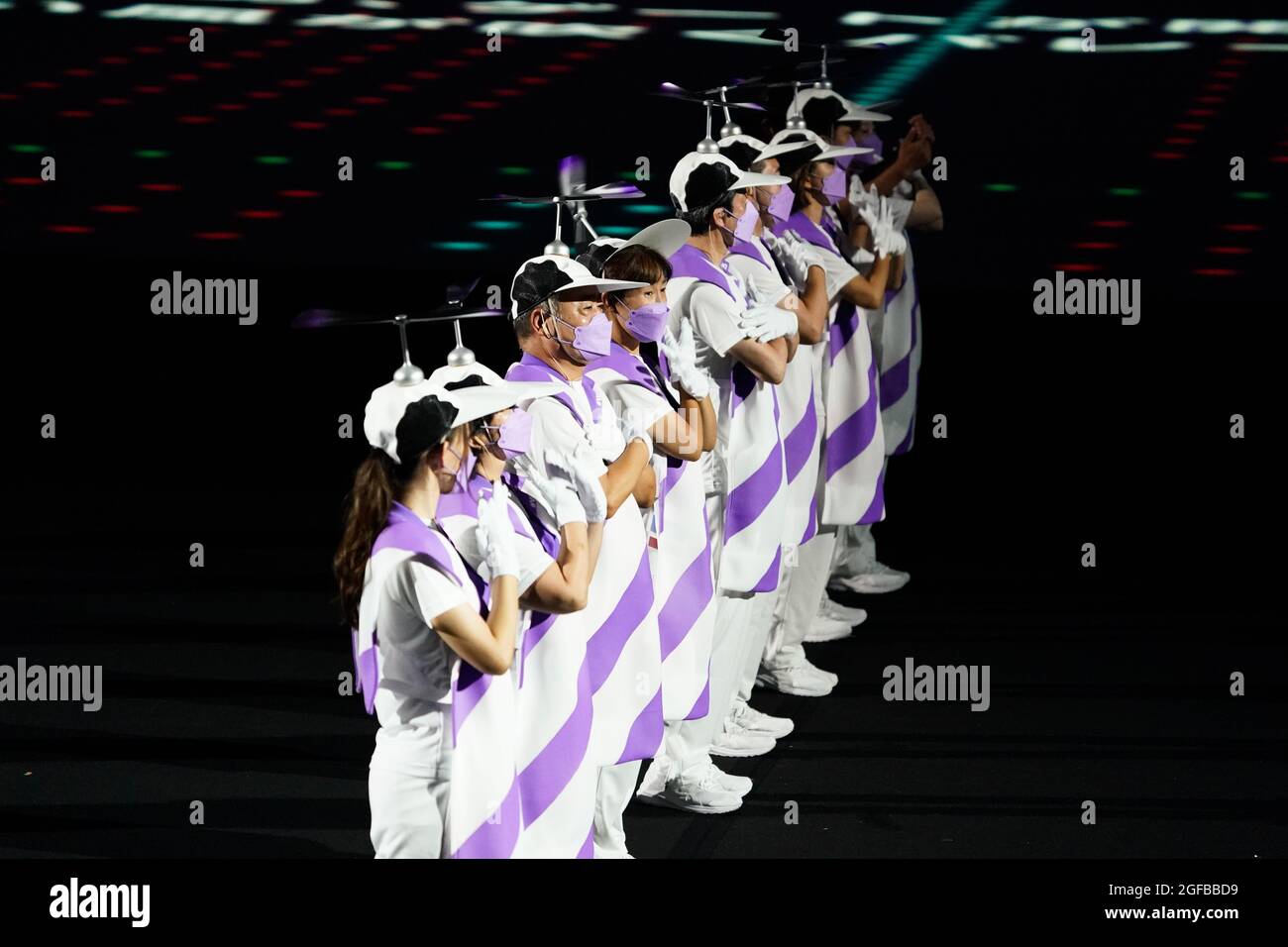 Performers at the opening ceremony wear take-copter Doraemon style ...