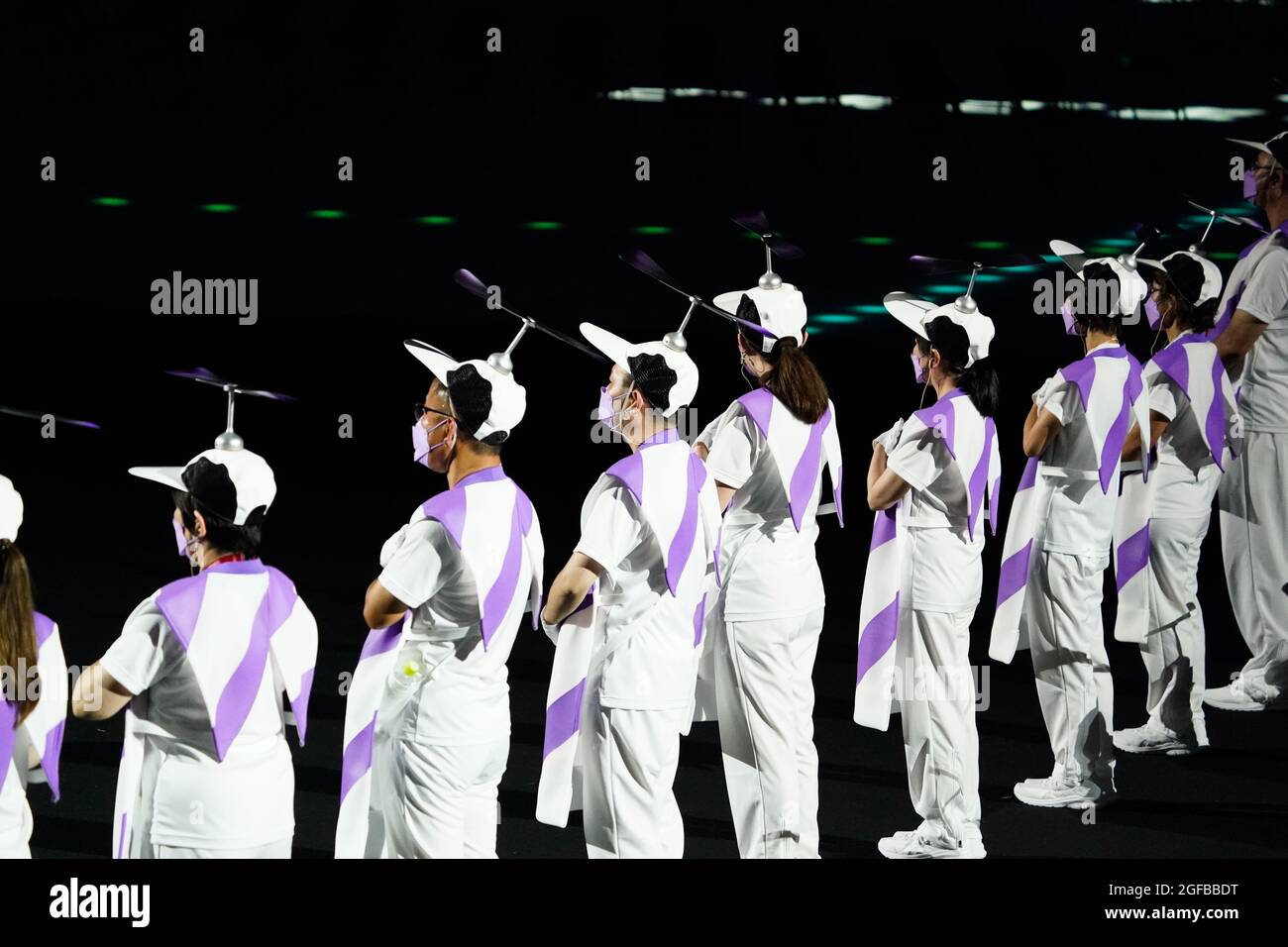 Performers at the opening ceremony wear take-copter Doraemon style ...