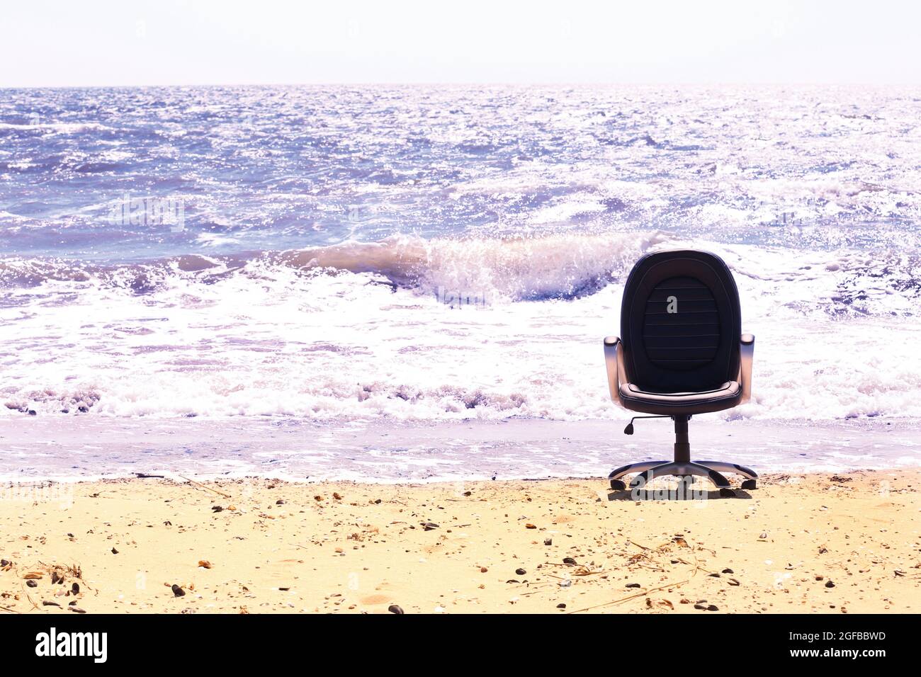 An office chair on the beach Stock Photo - Alamy