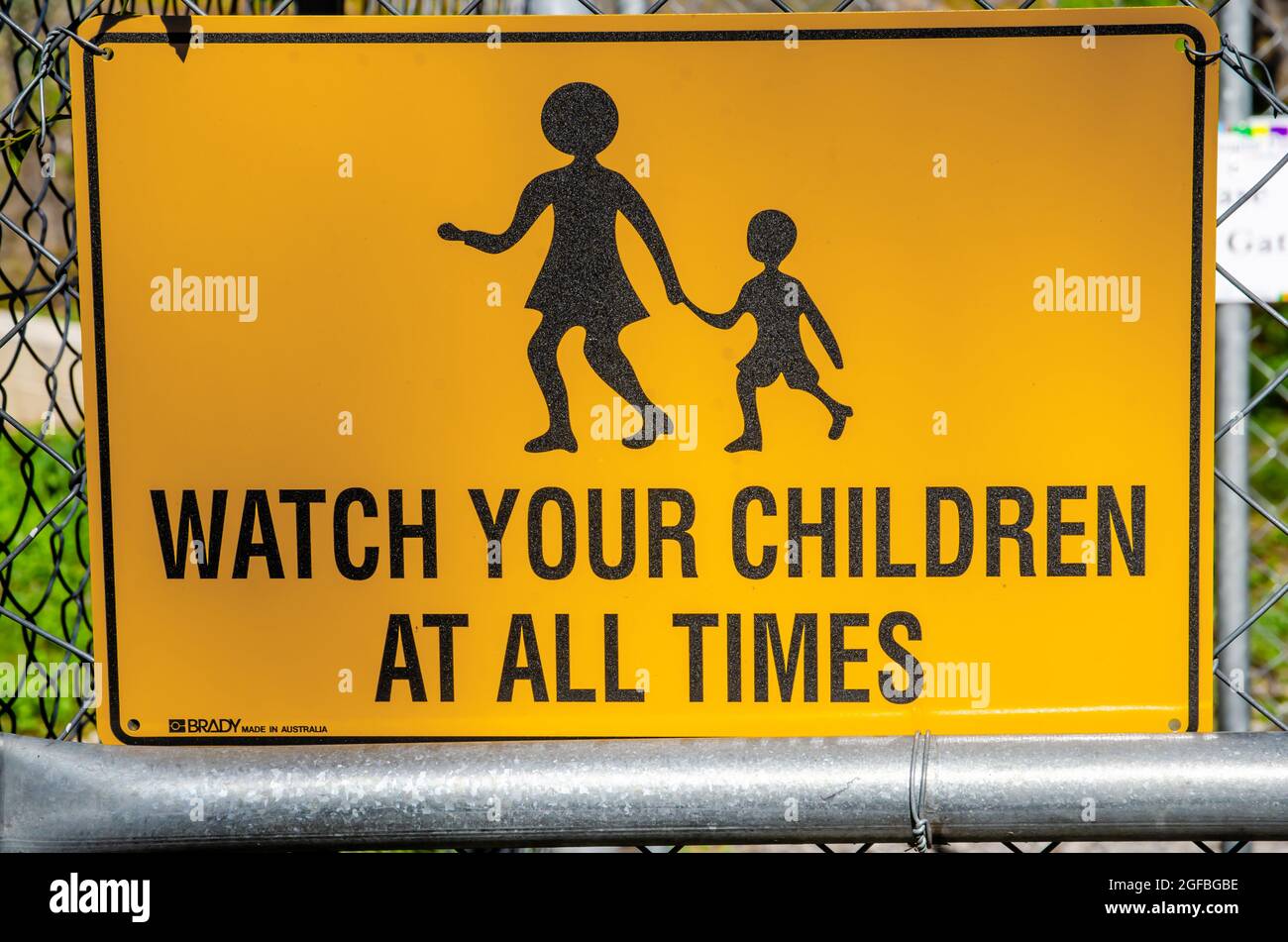 Watch Your Children at All Times sign Stock Photo - Alamy