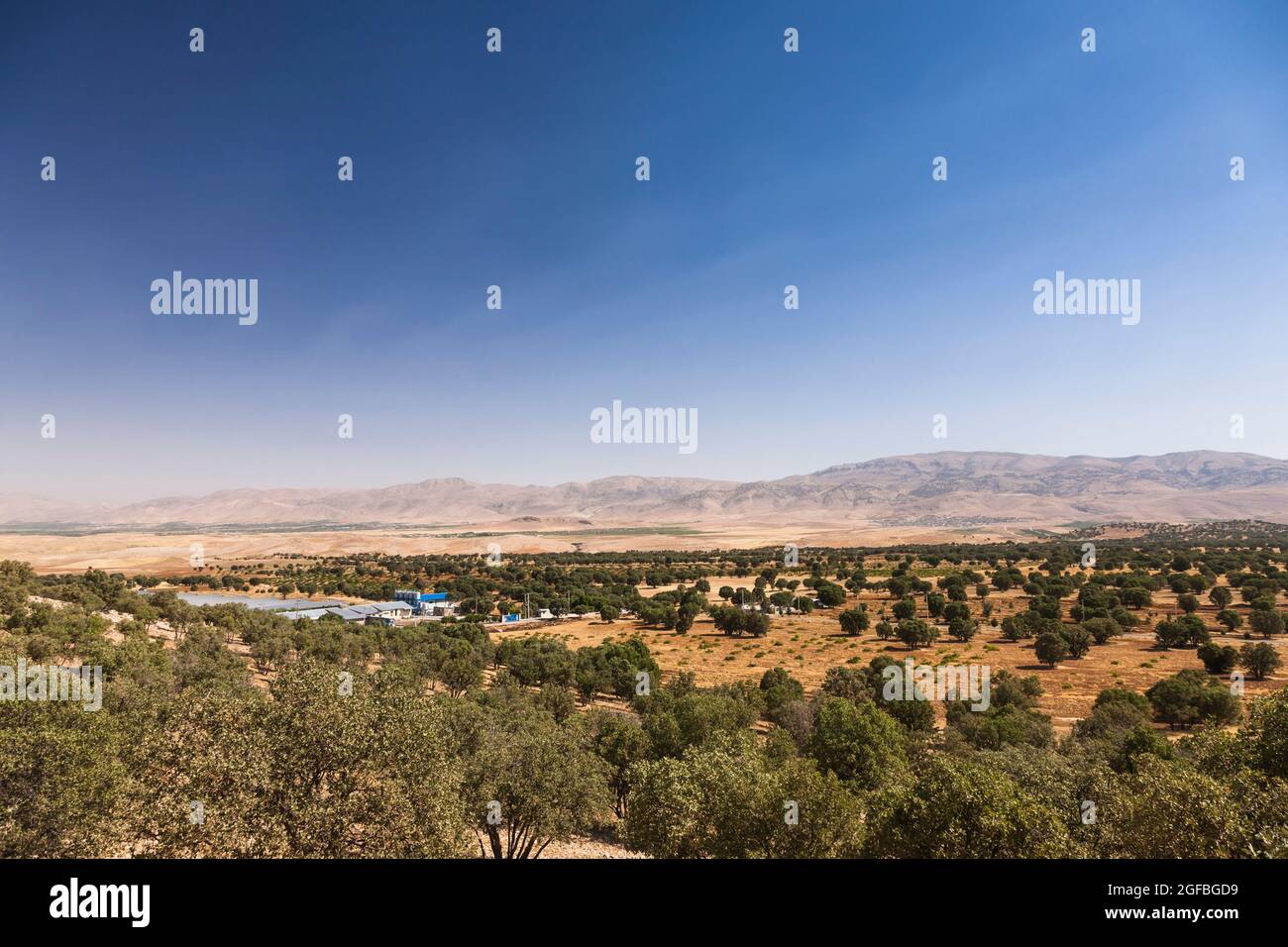 Agricultural field and village on highland, Persian Royal Road ...
