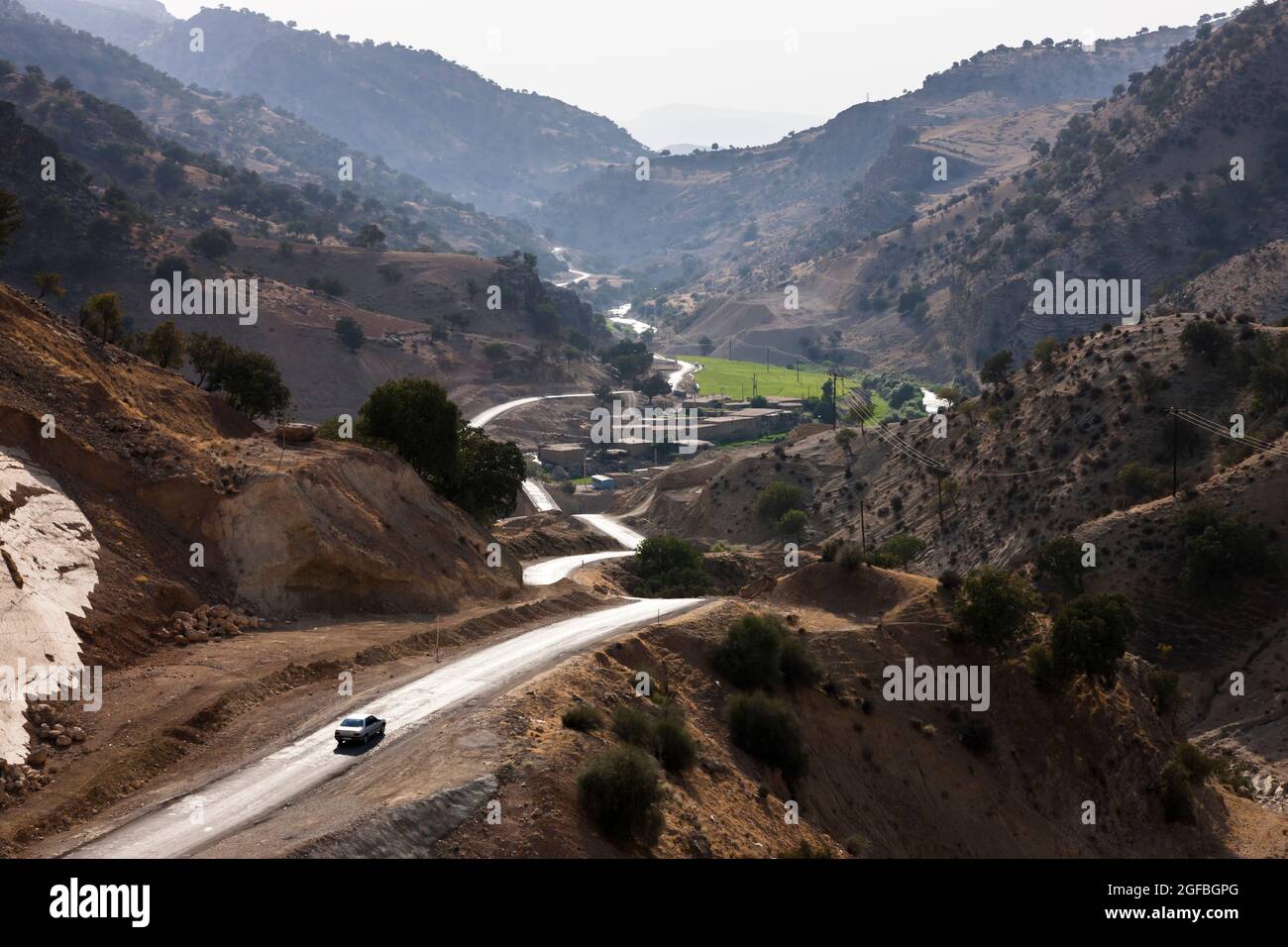 Mountain pass road at the country, near Nourabad, Fars province, Iran ...