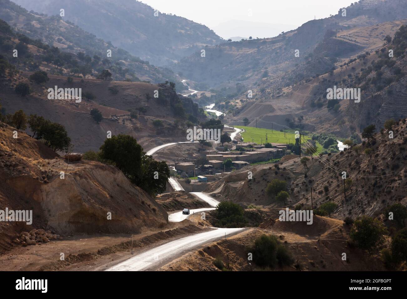 Mountain pass road at the country, near Nourabad, Fars province, Iran ...