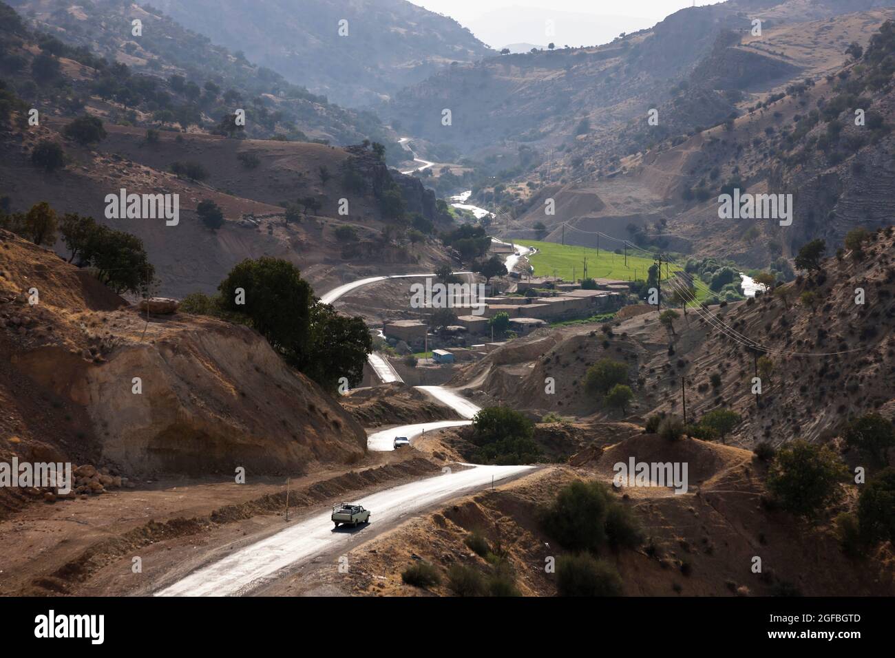 Mountain pass road at the country, near Nourabad, Fars province, Iran ...