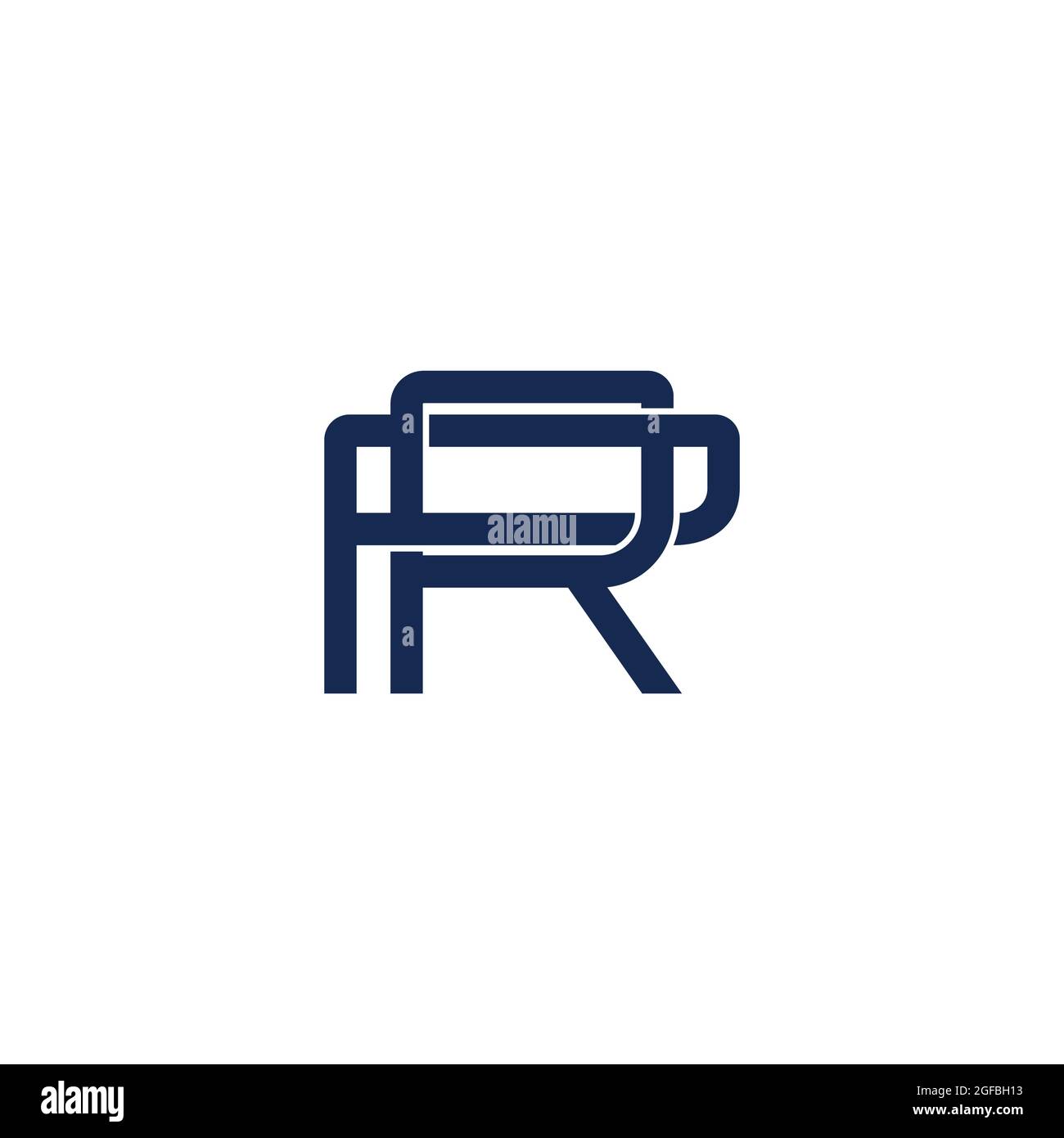 letter pr simple geometric linked line 3d flat logo vector Stock Vector ...