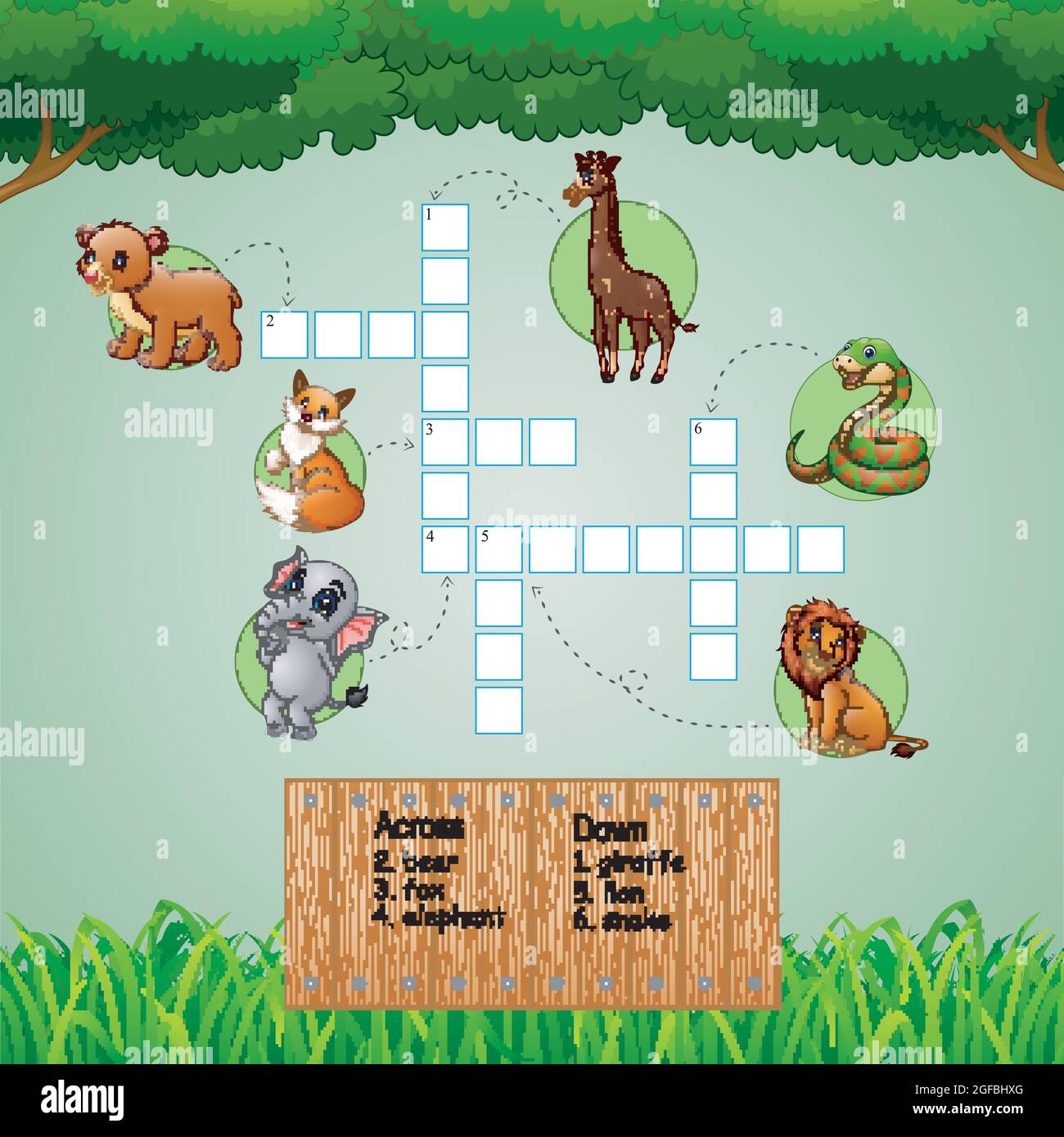 Animal crossword puzzles for kids games Stock Vector Image & Art - Alamy