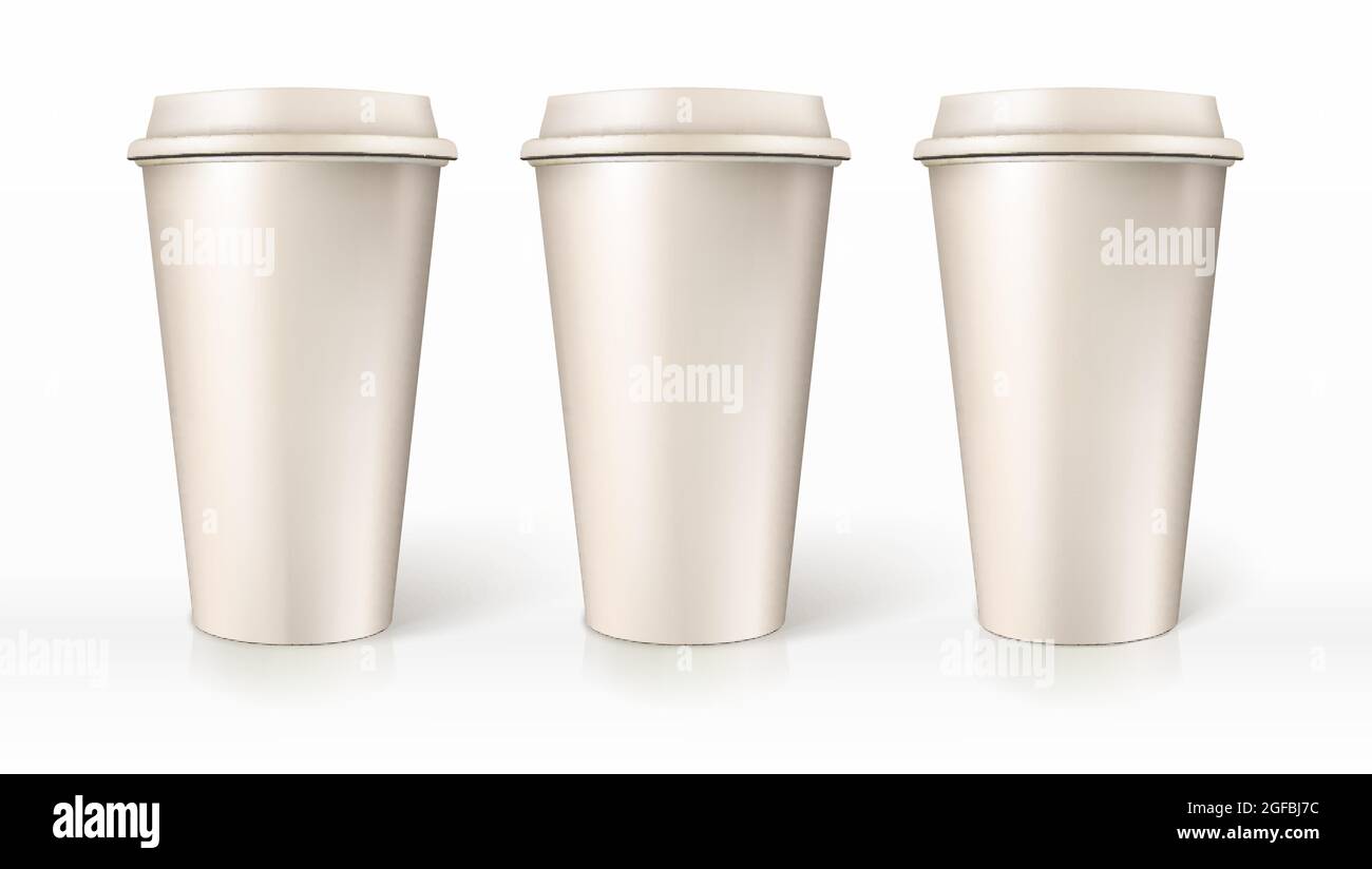 Three paper cups isolated on white background. Vector paper cups with ...