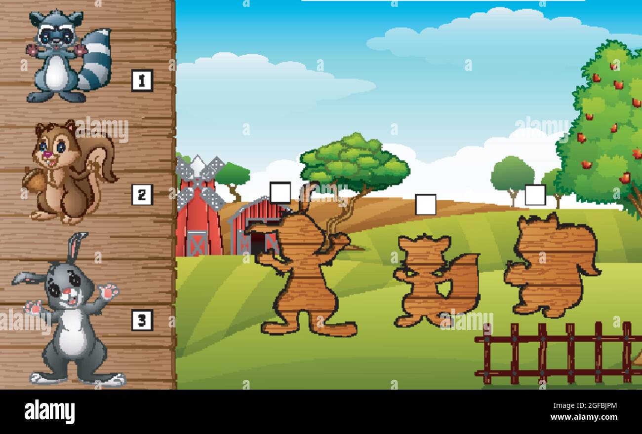 Set of matching farm animal game Stock Vector Image & Art - Alamy