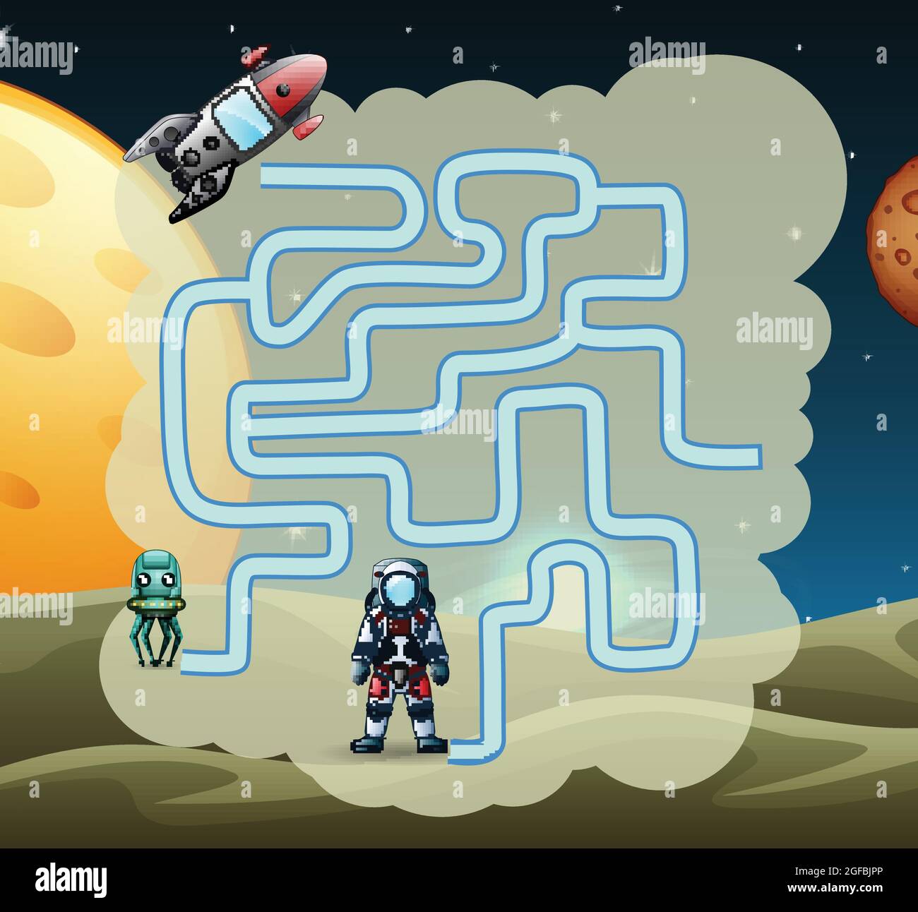 Maze Game of astronaut find a path to rocket Stock Vector Image & Art ...