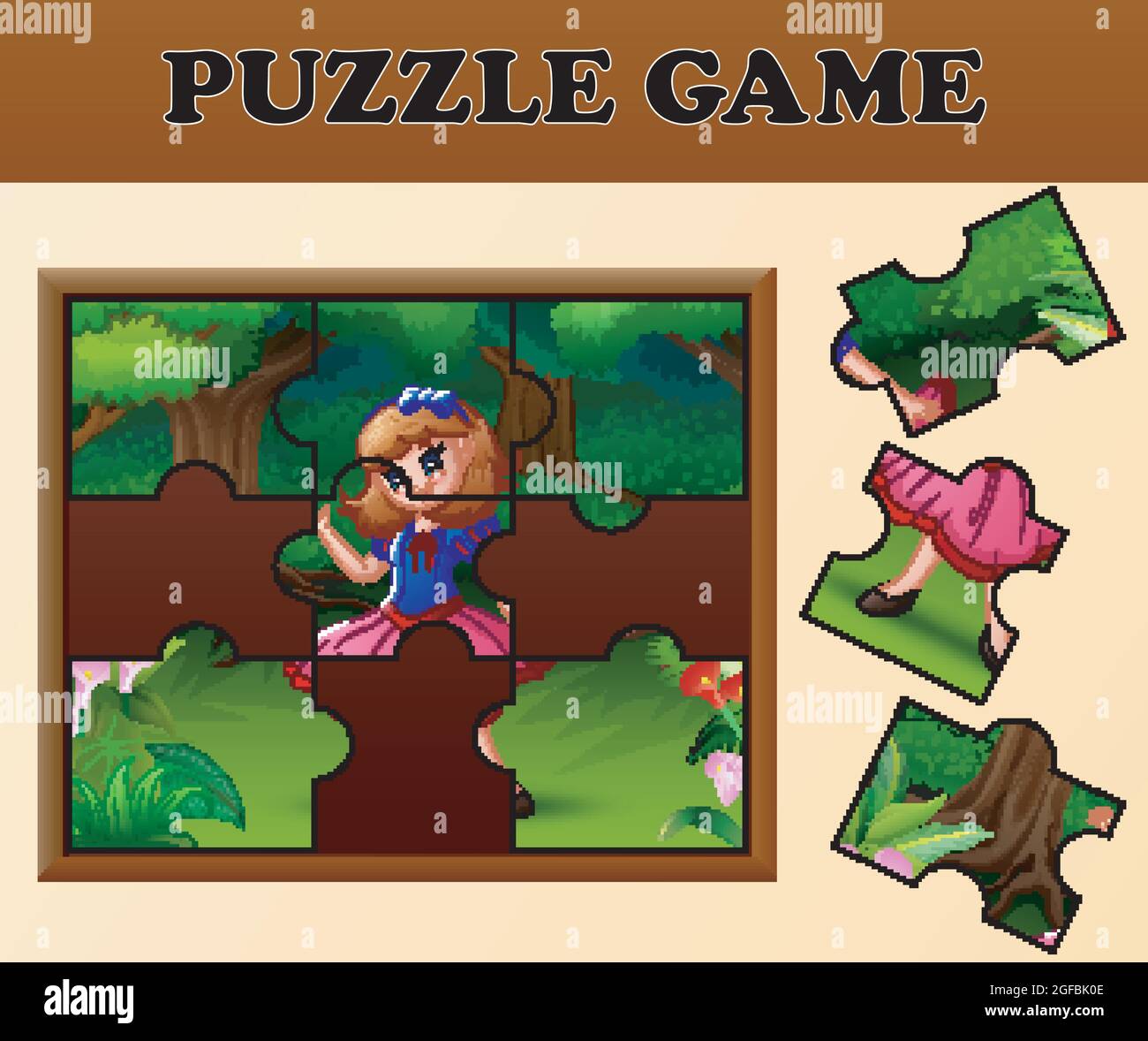 Snow White in the forest with puzzle concept Stock Vector Image & Art ...