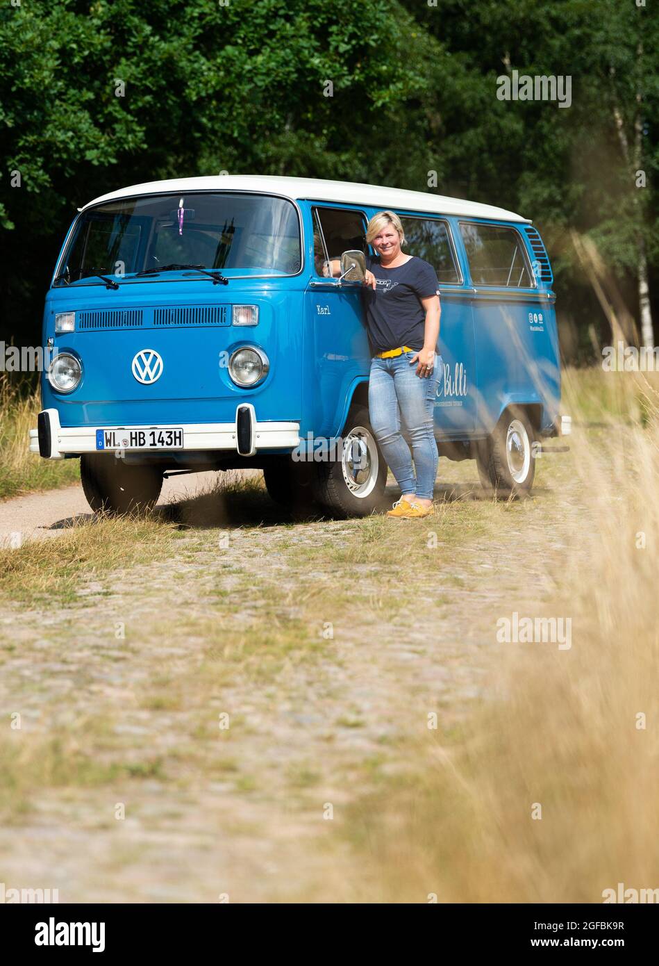 Bispingen, Germany. 27th July, 2021. Antje Soetebier, from Heide Bulli ...