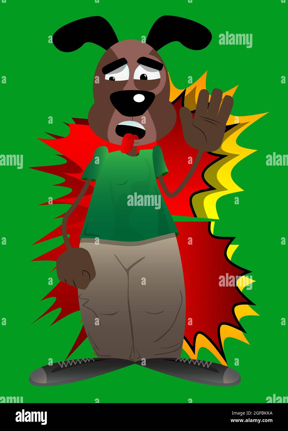 Funny cartoon dog with waving hand. Vector illustration Stock Vector ...