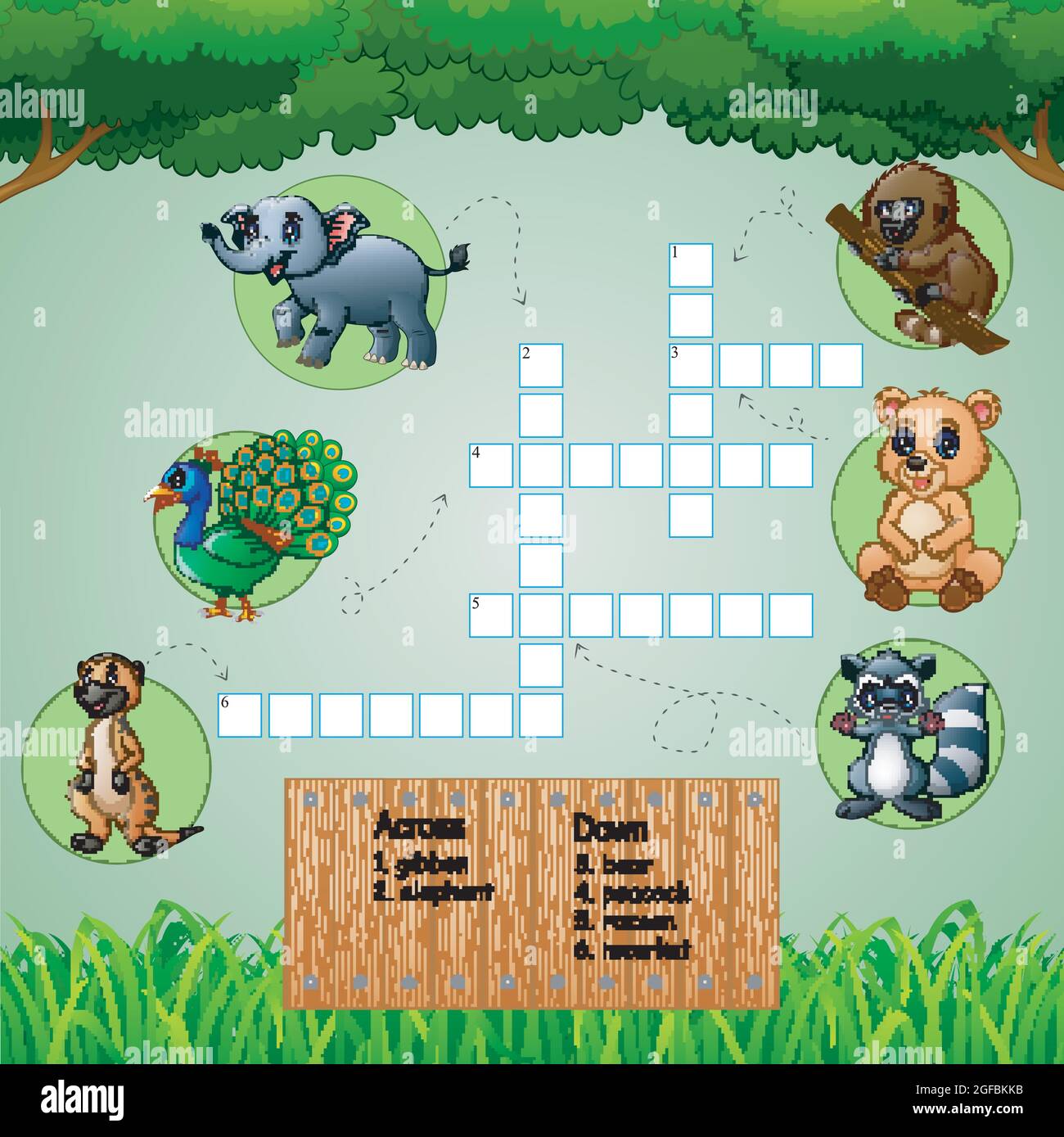 Animal crossword puzzles for kids games Stock Vector Image & Art - Alamy