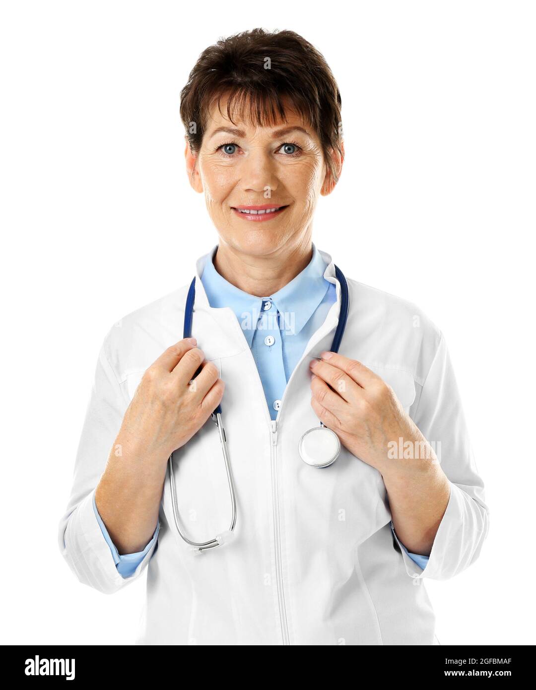 Professional female doctor, isolated on white Stock Photo - Alamy