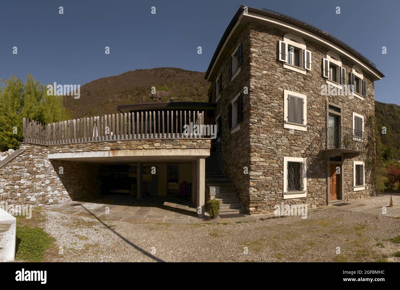 Village scene in the Italian-speaking part of Grisons, Swiss Alps Stock ...