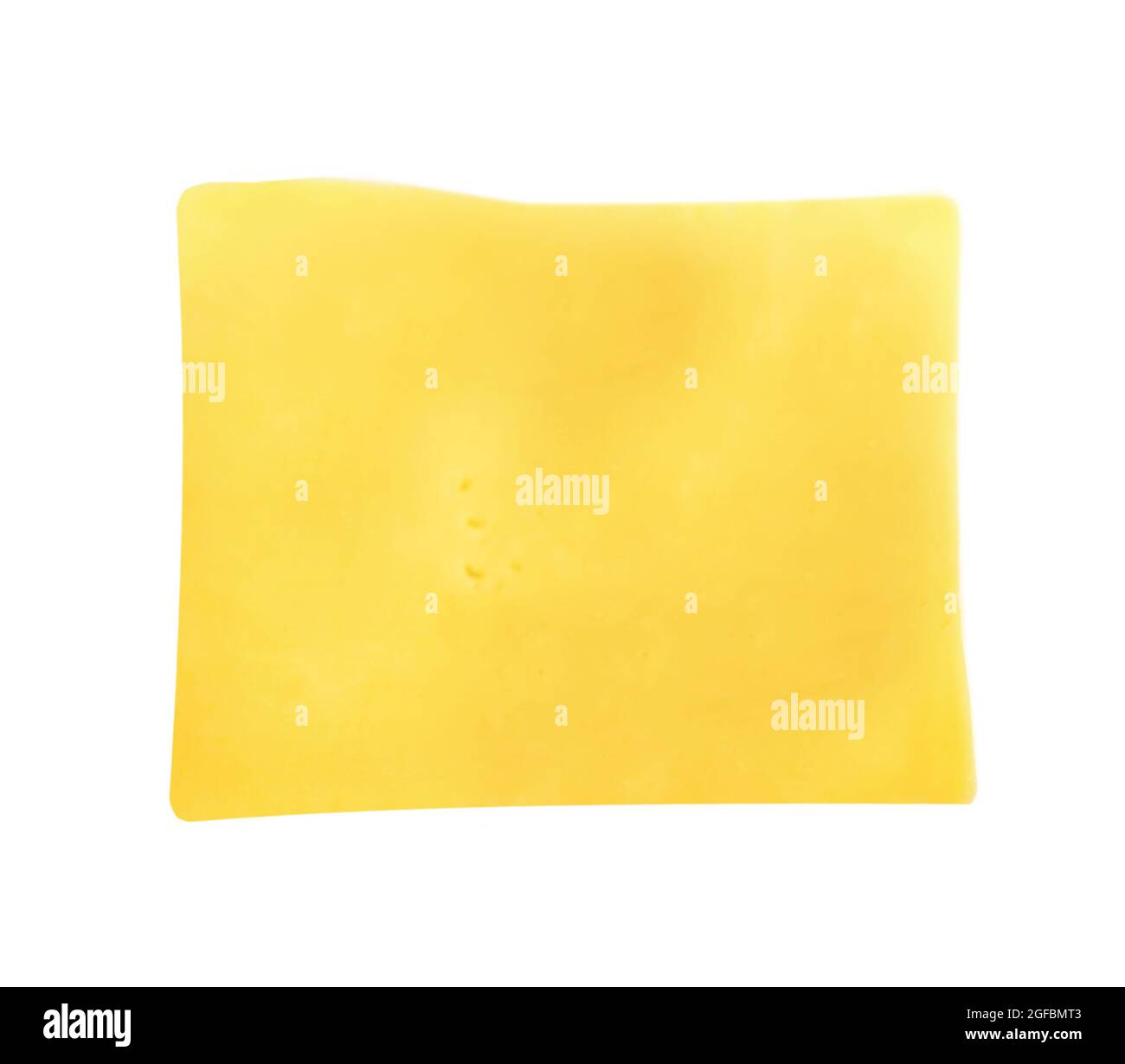 Yellow cheese slice on white background Stock Photo - Alamy