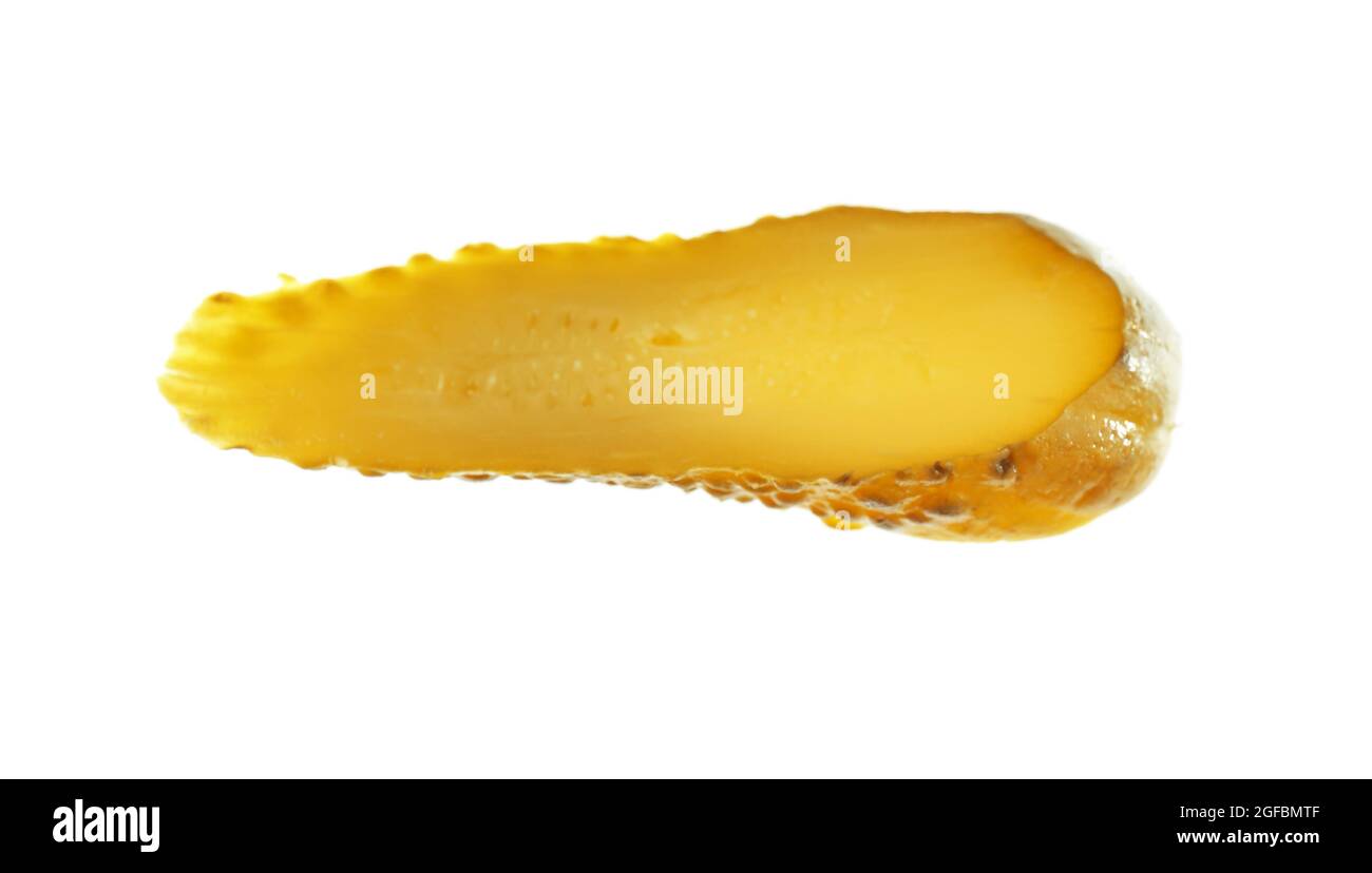Slice of green pickle on white background Stock Photo - Alamy