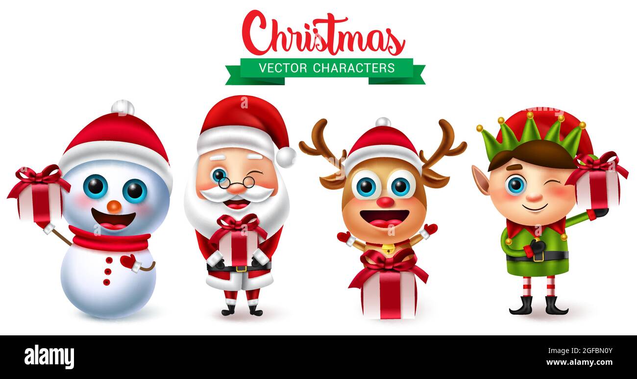 Christmas vector character set. Christmas characters like snow man ...