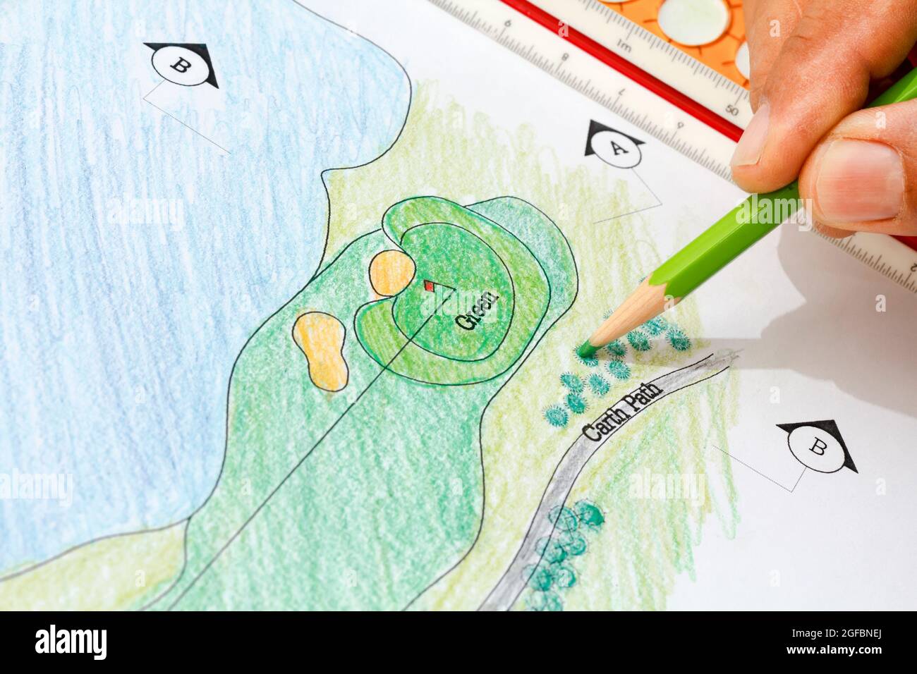 Landscape architect design golf course plan Stock Photo - Alamy