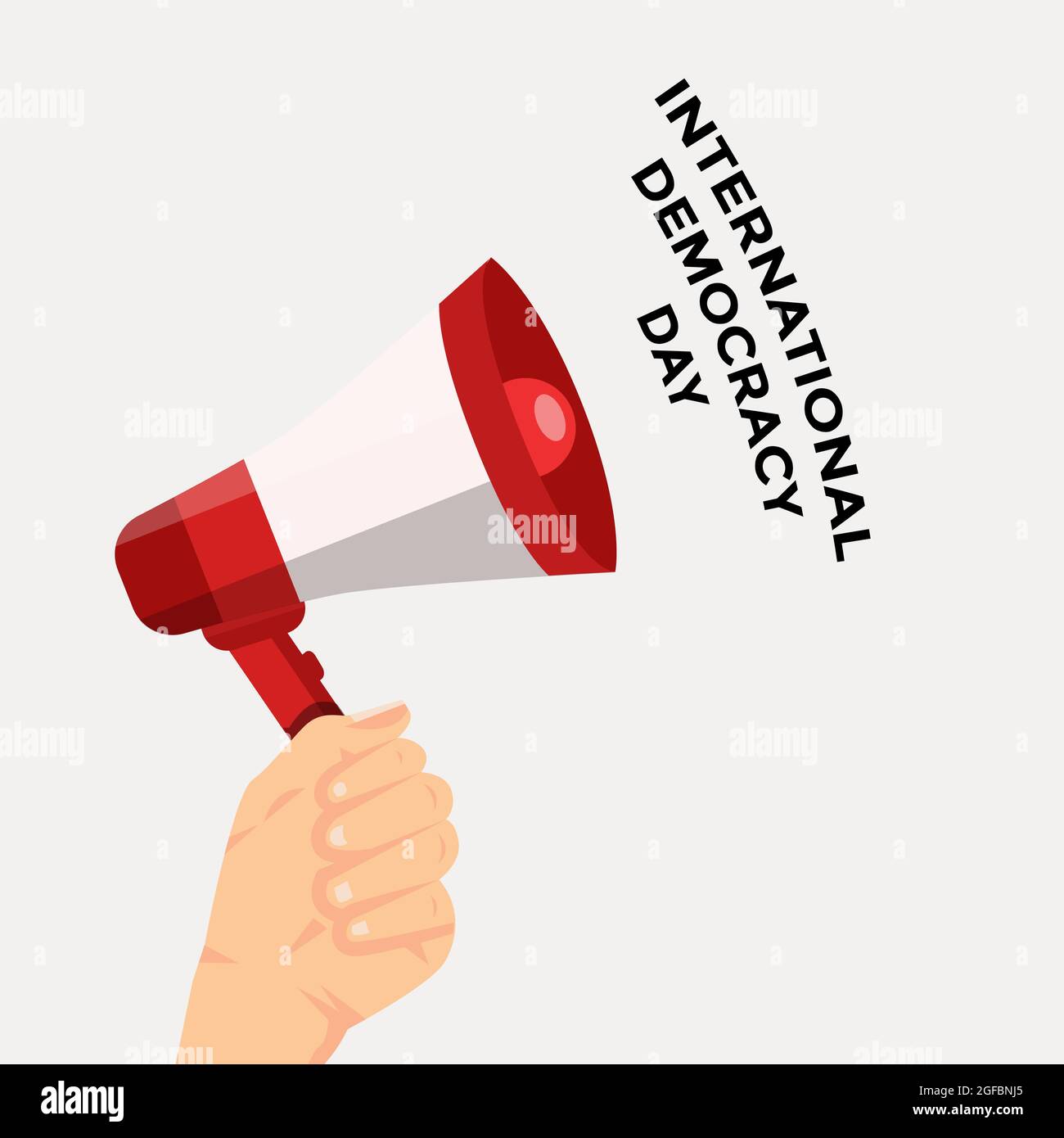 international democracy day. illustration hands holding megaphone Stock ...
