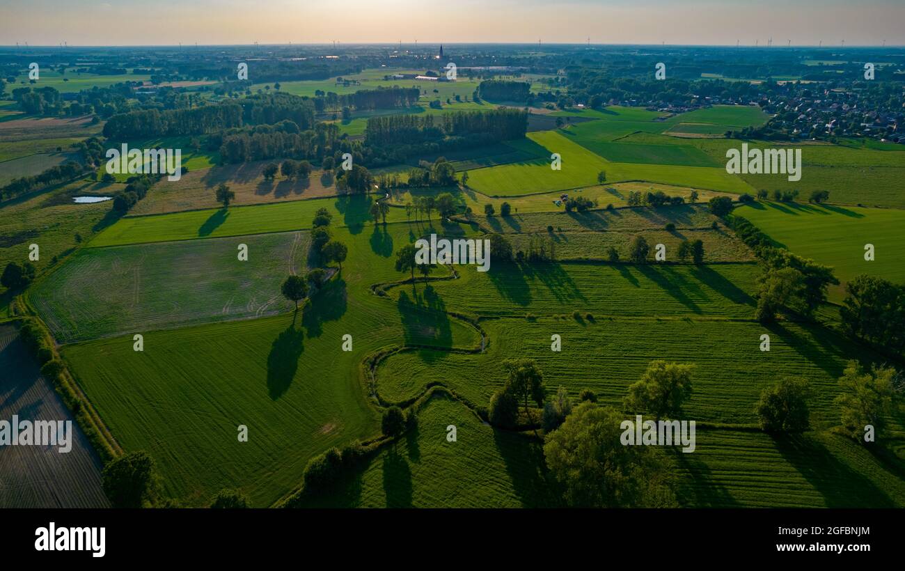 European countryside. An aerial view of the Belgian countryside on a ...