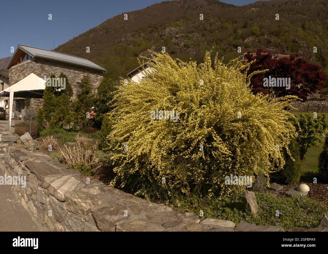 Village scene in the Italian-speaking part of Grisons, Swiss Alps Stock ...