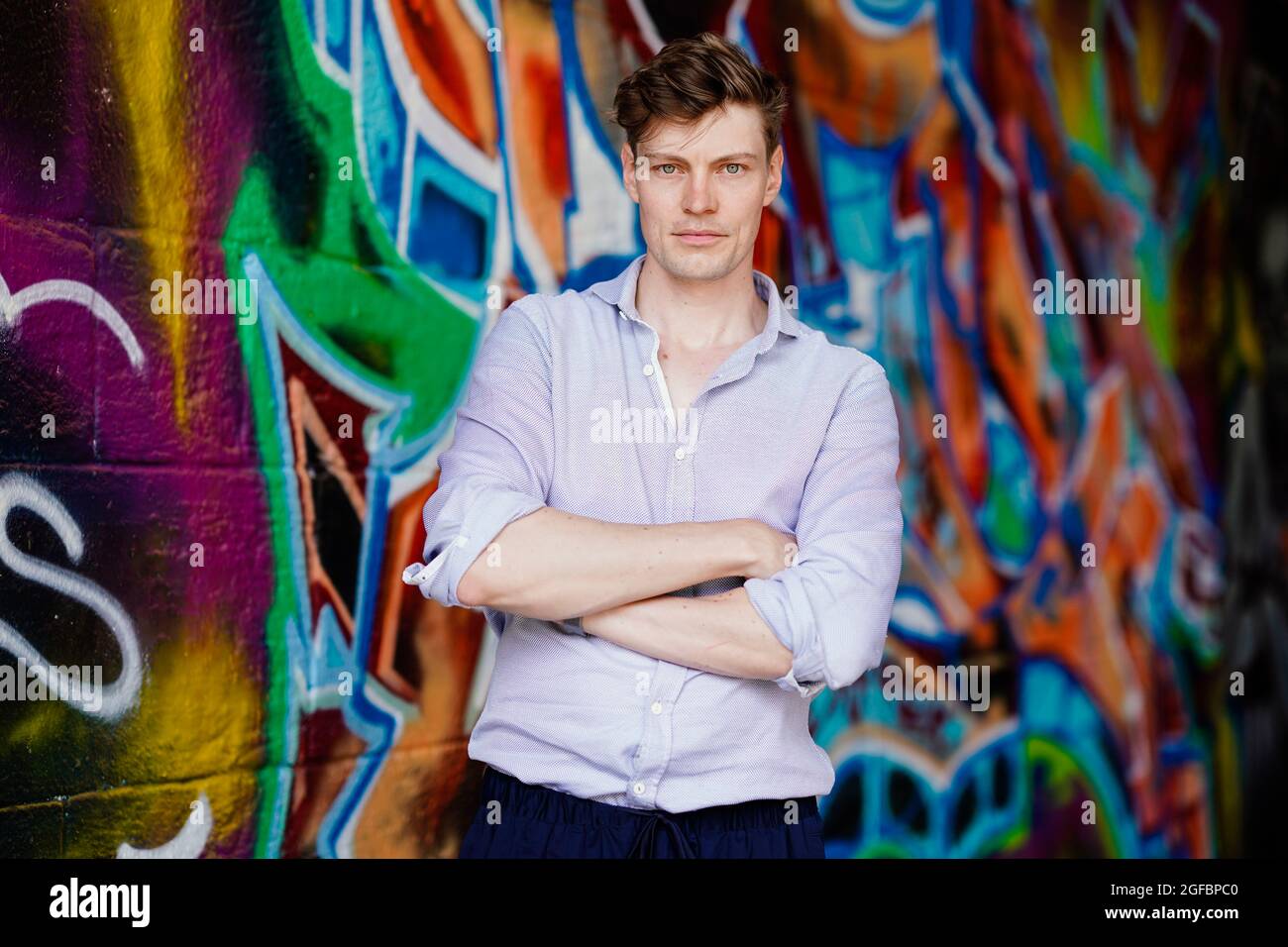 Mannheim, Germany. 13th Aug, 2021. Actor Helgi Schmid stands in front ...