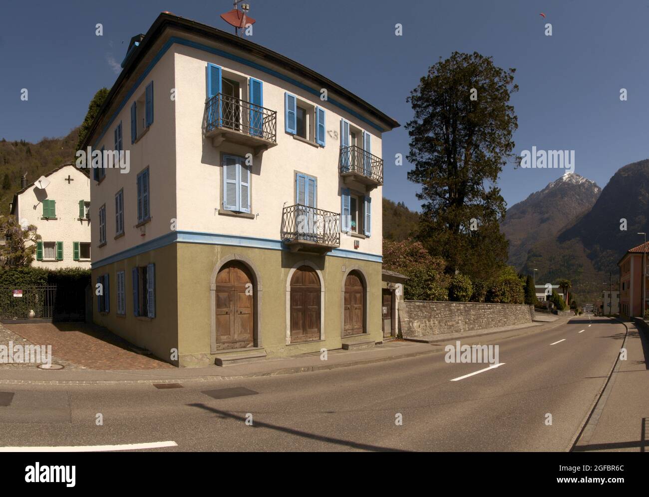Village scene in the Italian-speaking part of Grisons, Swiss Alps Stock ...