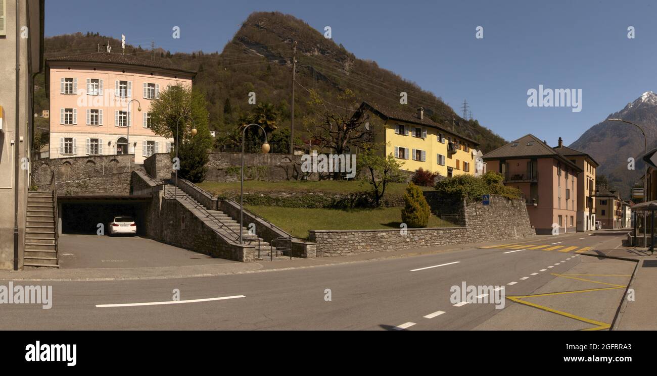 Village scene in the Italian-speaking part of Grisons, Swiss Alps Stock ...