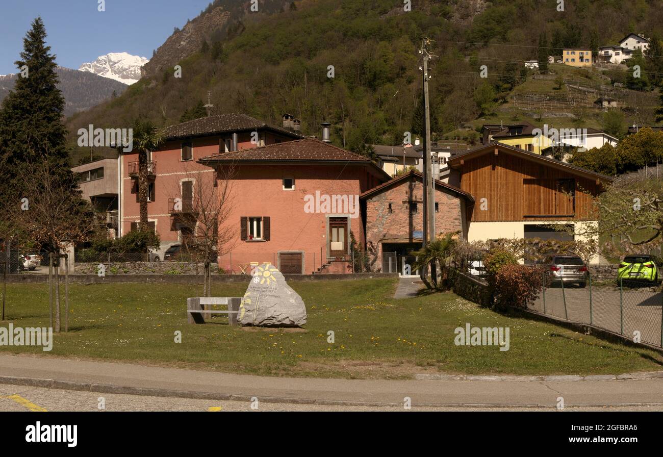 Village scene in the Italian-speaking part of Grisons, Swiss Alps Stock ...