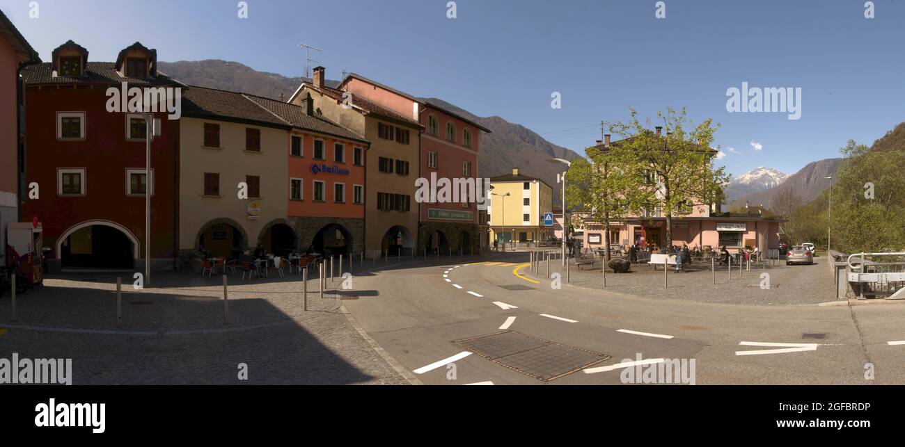 Village scene in the Italian-speaking part of Grisons, Swiss Alps Stock ...