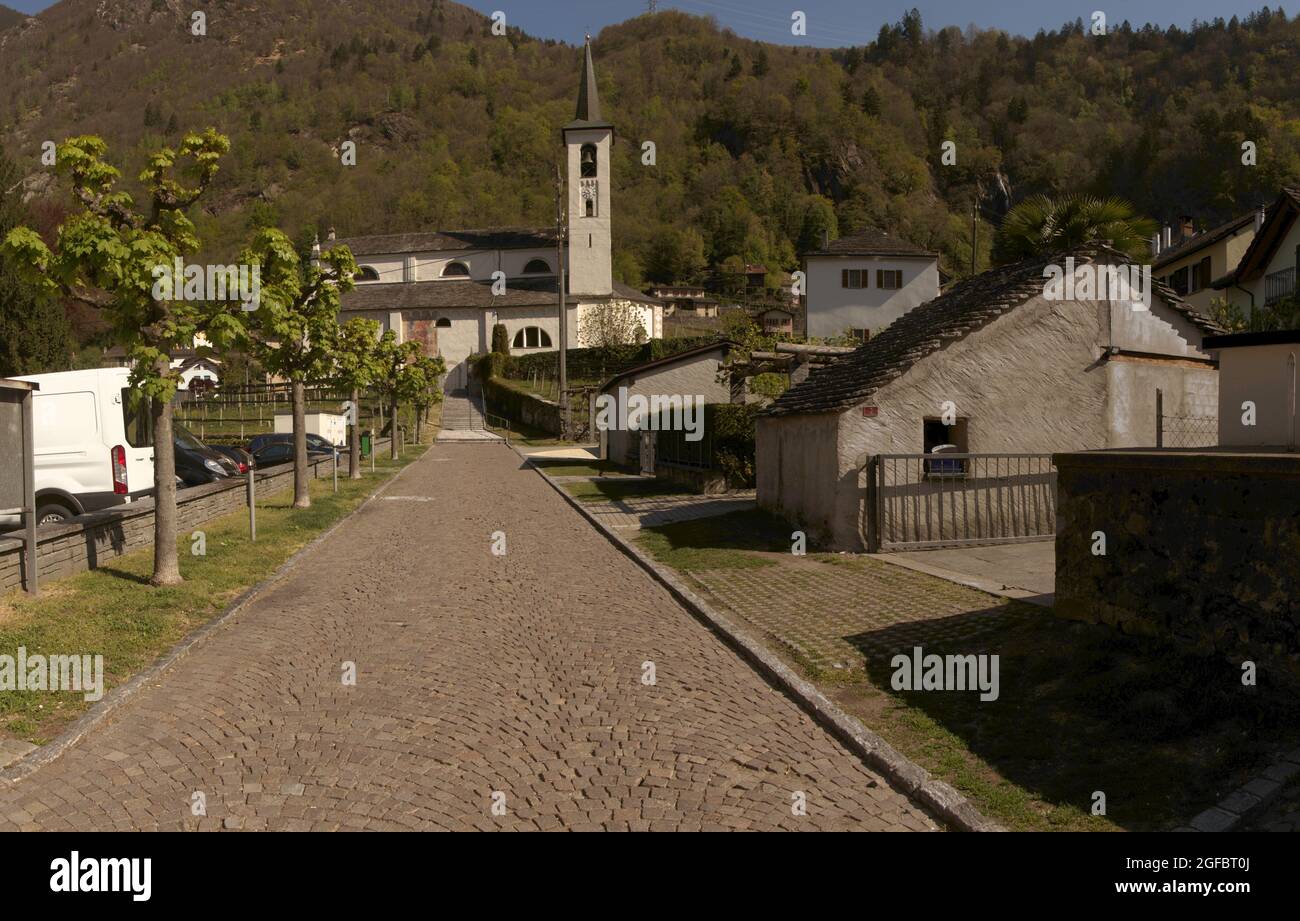Chapel in Swiss village in the Italian Grisons Stock Photo - Alamy