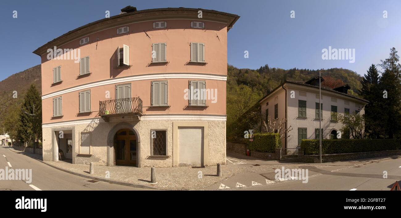 Village scene in the Italian-speaking part of Grisons, Swiss Alps Stock ...
