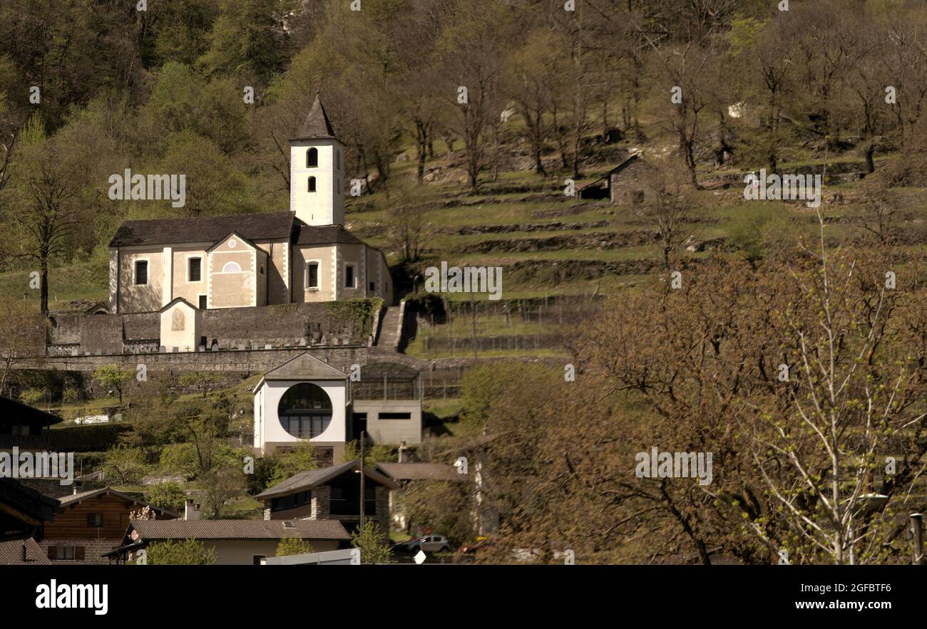 Chapel in Swiss village in the Italian Grisons Stock Photo - Alamy