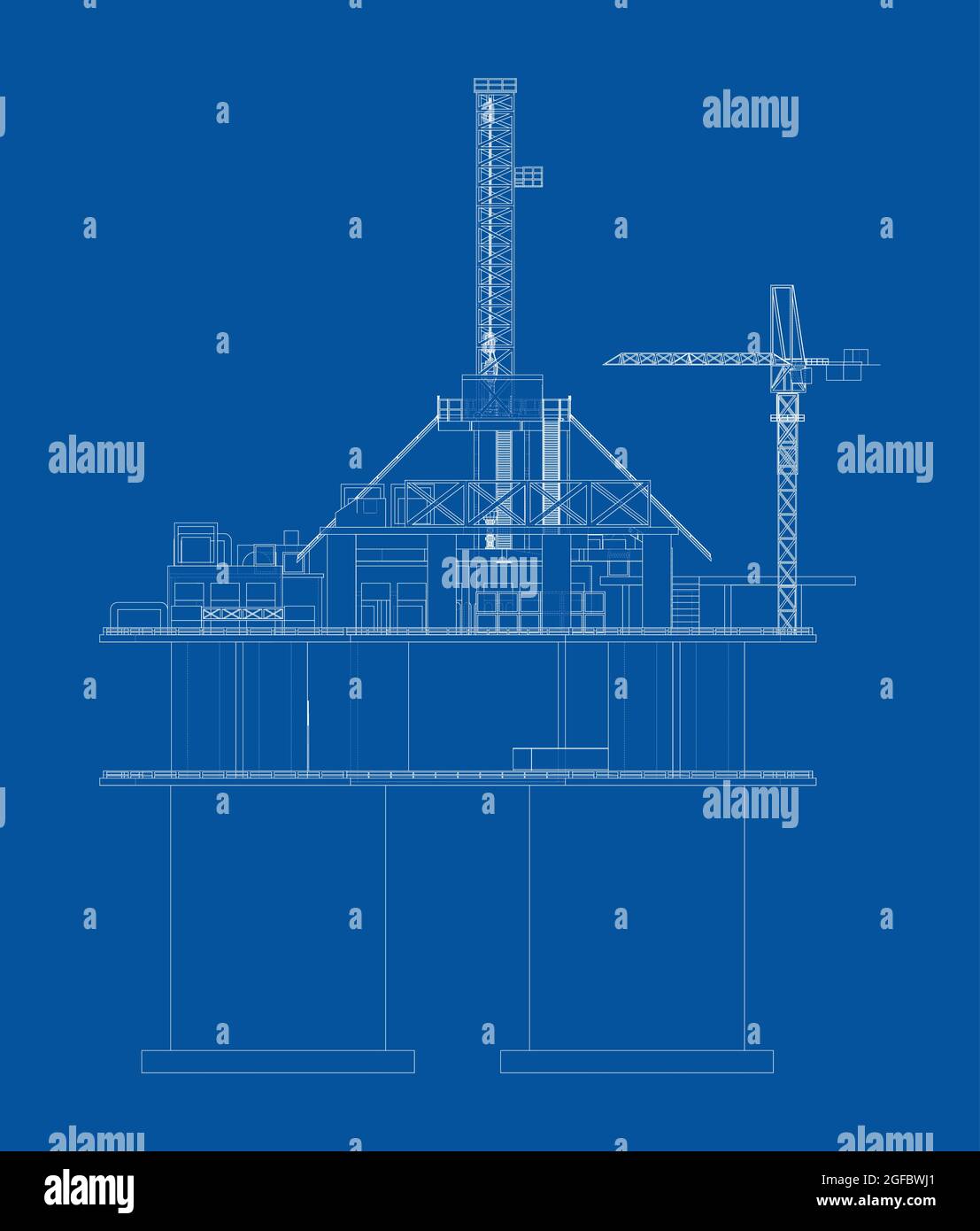 Offshore Oil Rig. Vector rendering of 3d Stock Vector Image & Art - Alamy