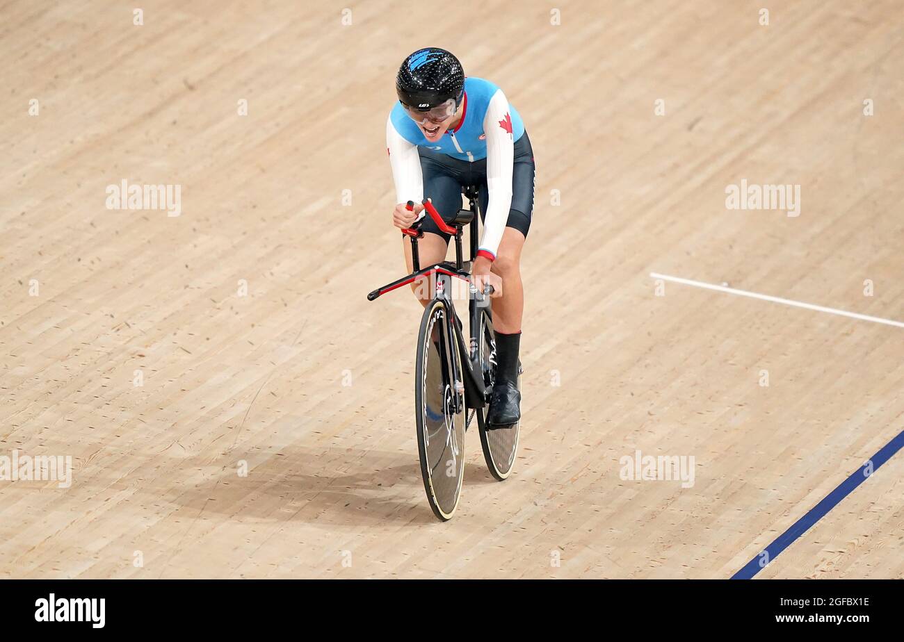 Canada’s Keely Shaw celebrates winning Bronze in the Women's C4 3000m ...