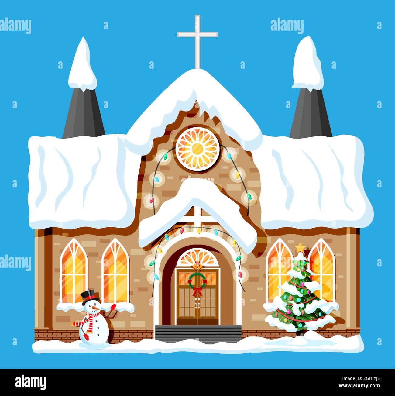 Facade small church Stock Vector Images - Alamy