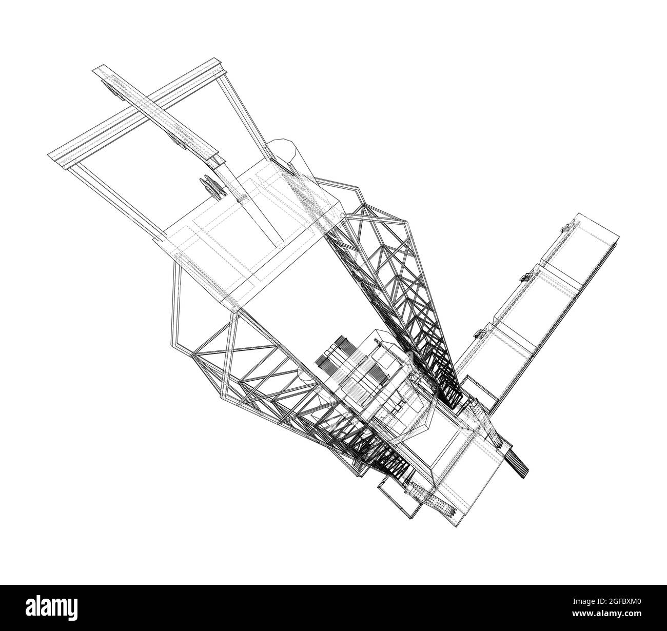 Oil rig. Vector rendering of 3d. Wire-frame style Stock Vector Image ...