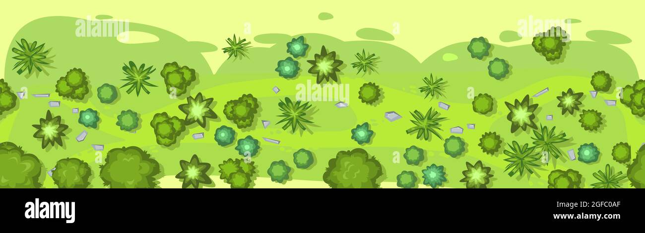 Jungle forest top view. Horizontal seamless composition. Overgrown ...