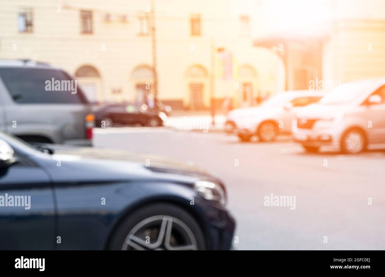 Blurred background with cars on the strret. Bokeh lights background ...
