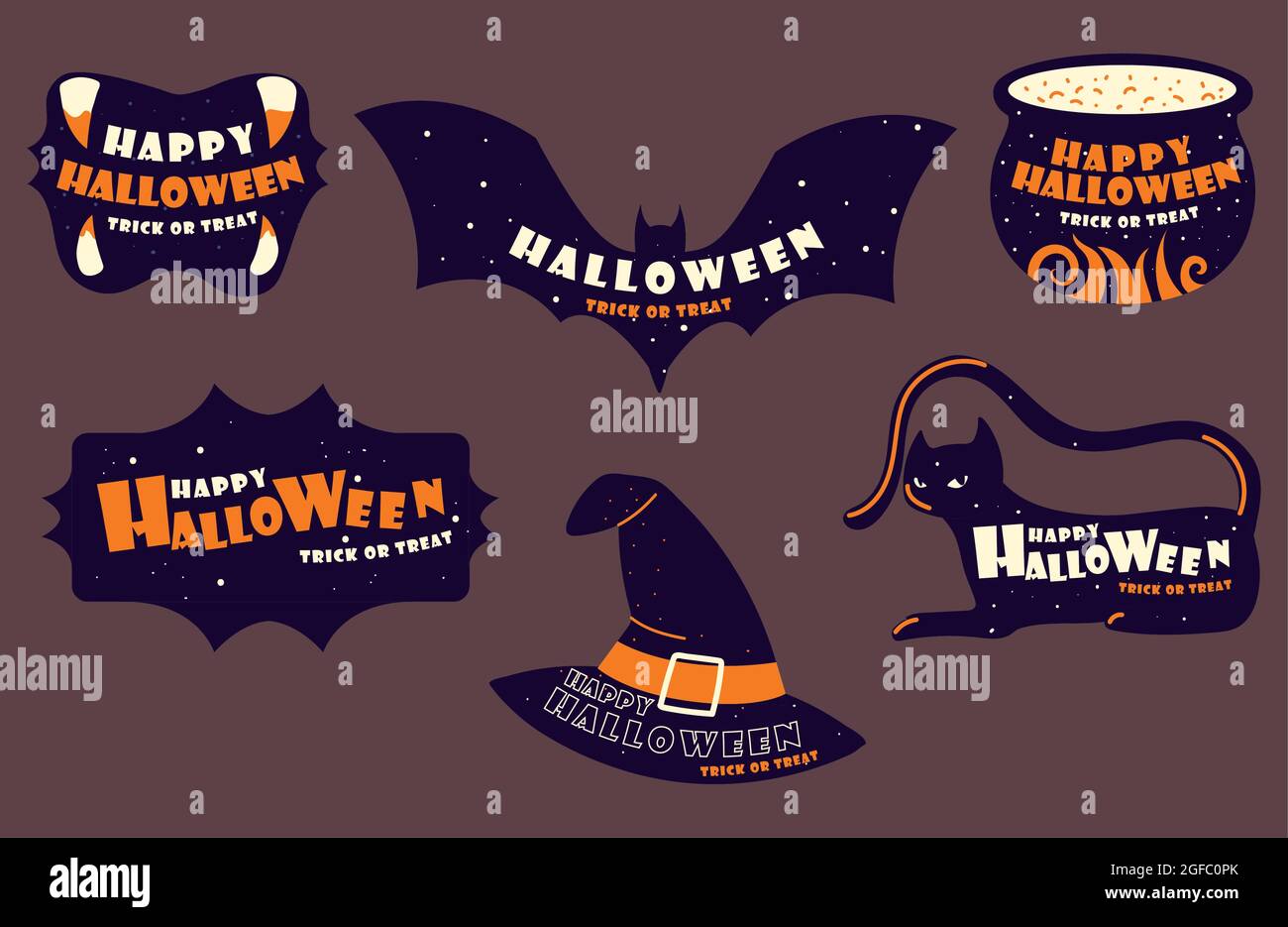 Cartoon illustration words happy halloween hi-res stock photography and ...