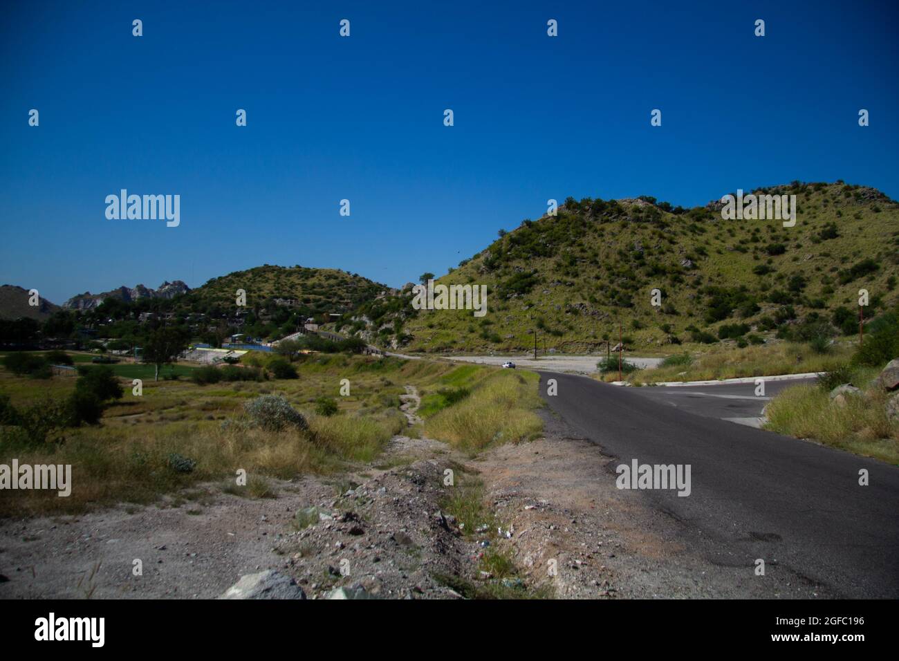 Rural landscape in wasteland with green undergrowth in the Coloso Bajo ...