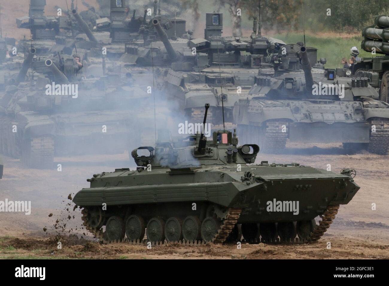MOSCOW REGION, RUSSIA - 2021/08/24: Russian Army BMP-2 amphibious ...