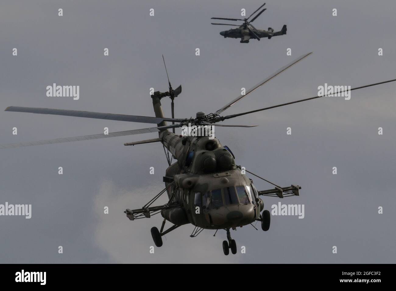 MOSCOW REGION, RUSSIA - 2021/08/24: Russian Air Force Mil Mi-8 and ...