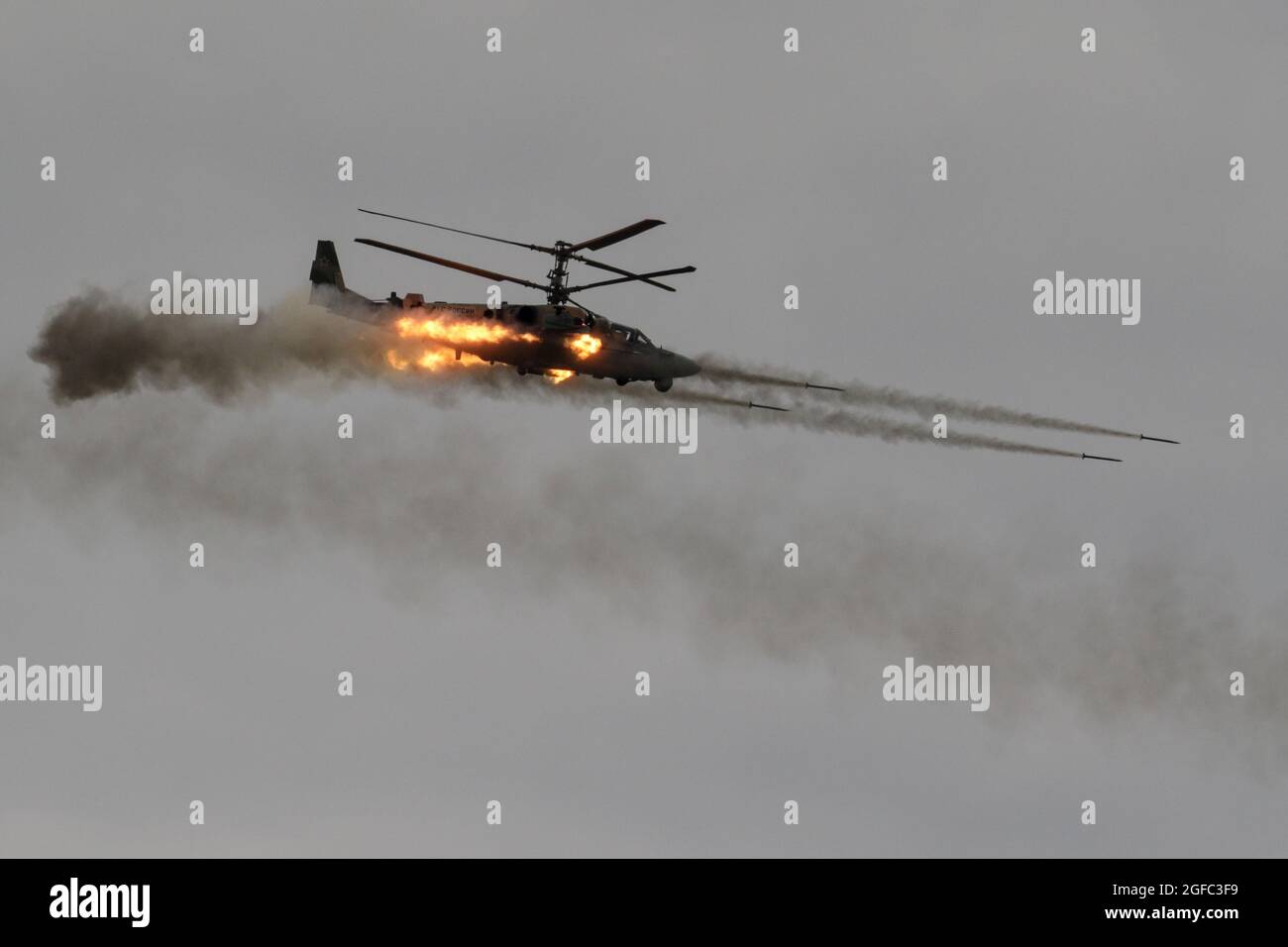 MOSCOW REGION, RUSSIA - 2021/08/24: Russian Air Force Kamov Ka-52 ...