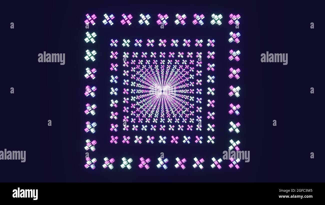 Tunnel of geometric shapes 4K UHD 3D illustration Stock Photo - Alamy