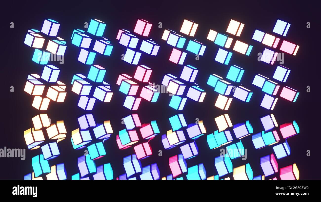 Colorful neon geometric blocks 4K UHD 3D illustration Stock Photo - Alamy
