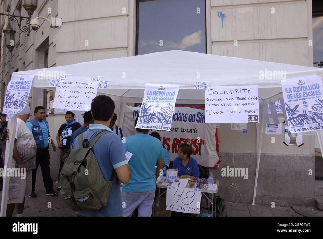 BARCELONA /SPAIN 24 May 2015 Telefonica Movistar workers staged protest ...