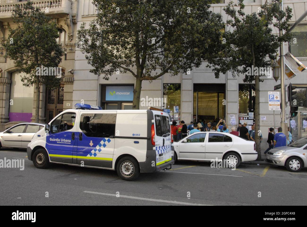 BARCELONA /SPAIN 24 May 2015 Telefonica Movistar workers staged protest ...